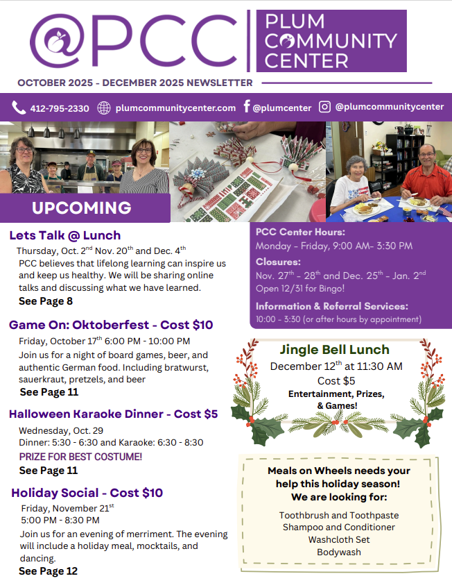 Upcoming October Events At Plum Community Center | Plum PA